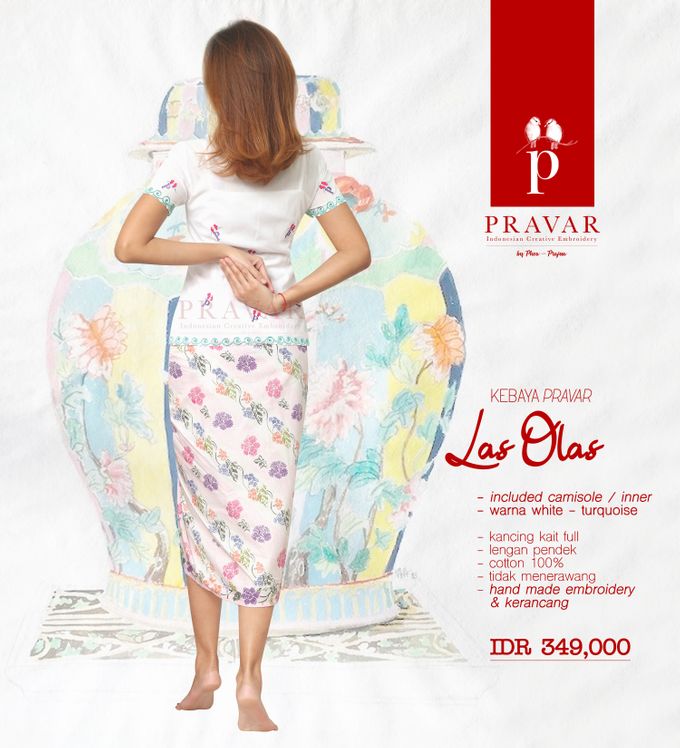 KEBAYA PRAVAR LAS OLAS WHITE-TURQUOISE by PRAVAR.EMBROIDERY ...