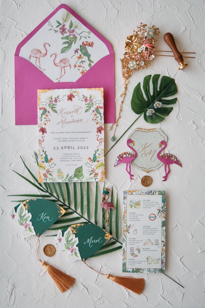 Sangjit Invitations for K + M | Lovebirdstories | Bridestory