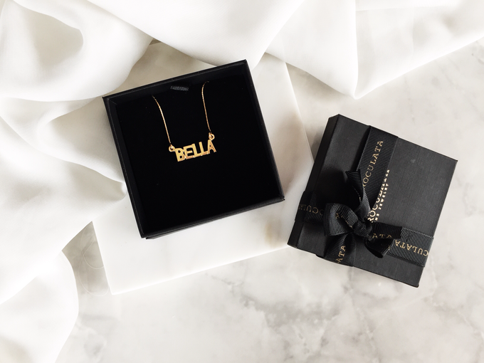 18ct Fine Gold Bella Name Necklace by AEROCULATA | Bridestory.com